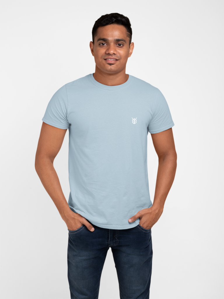 Milky Soft Dry Fit Lycra Plain Round Neck Powder Blue T-shirt for Men